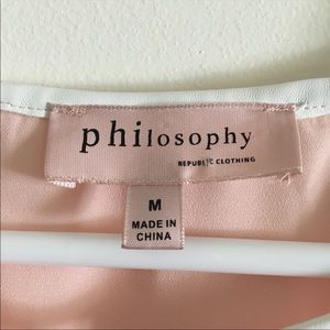 Philosophy | Tops | Philosophy Blush Pink Sheer Blouse Wwhite Piping ...